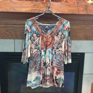 ONE WORLD | Tops | One World Bold Print Tunic Size Large | Poshmark
